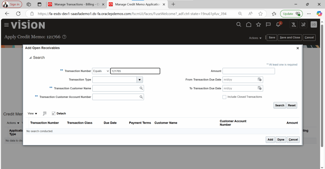 AR Transaction & Credit Memo - FusionERPlabs – Oracle Fusion ERP ...