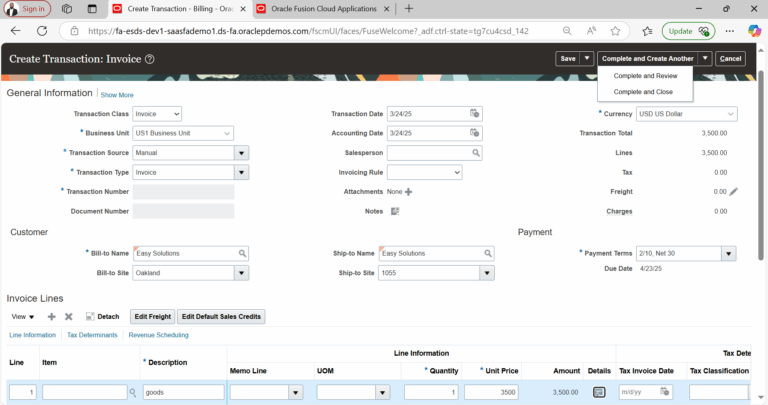 AR Transaction & Credit Memo - FusionERPlabs – Oracle Fusion ERP ...