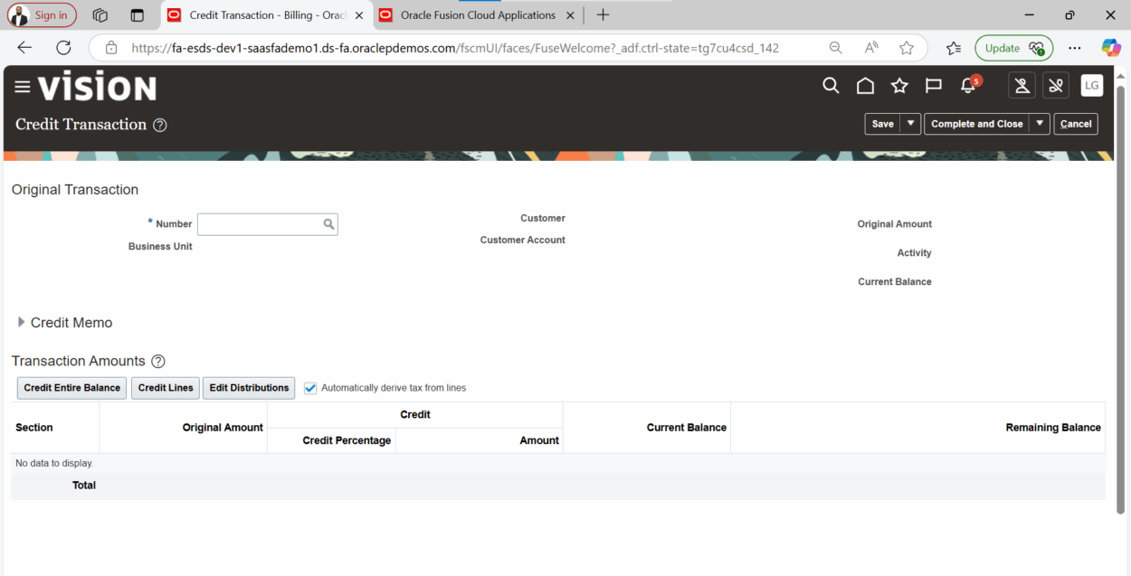 AR Transaction & Credit Memo - FusionERPlabs – Oracle Fusion ERP ...