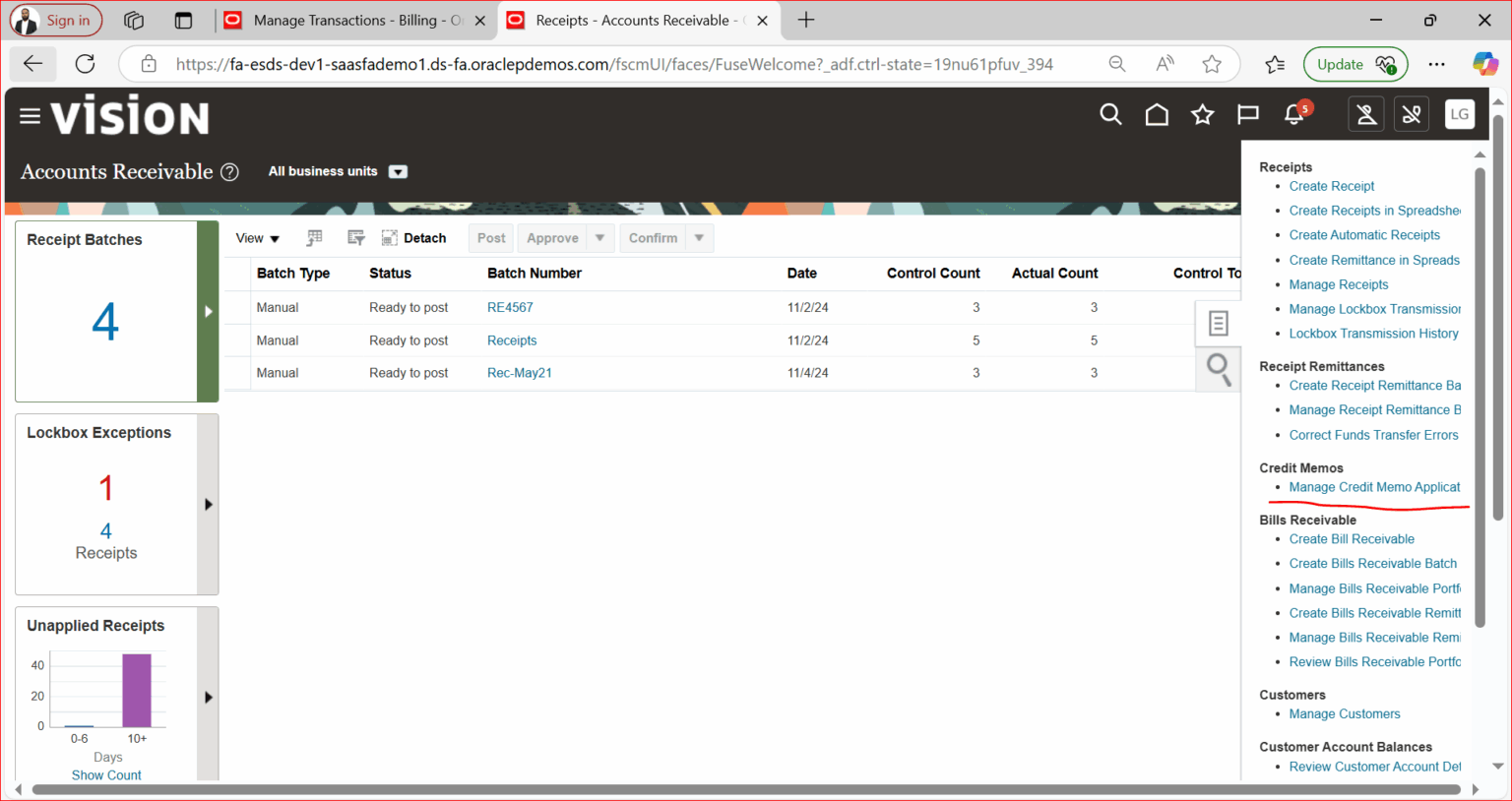 AR Transaction & Credit Memo - FusionERPlabs – Oracle Fusion ERP ...