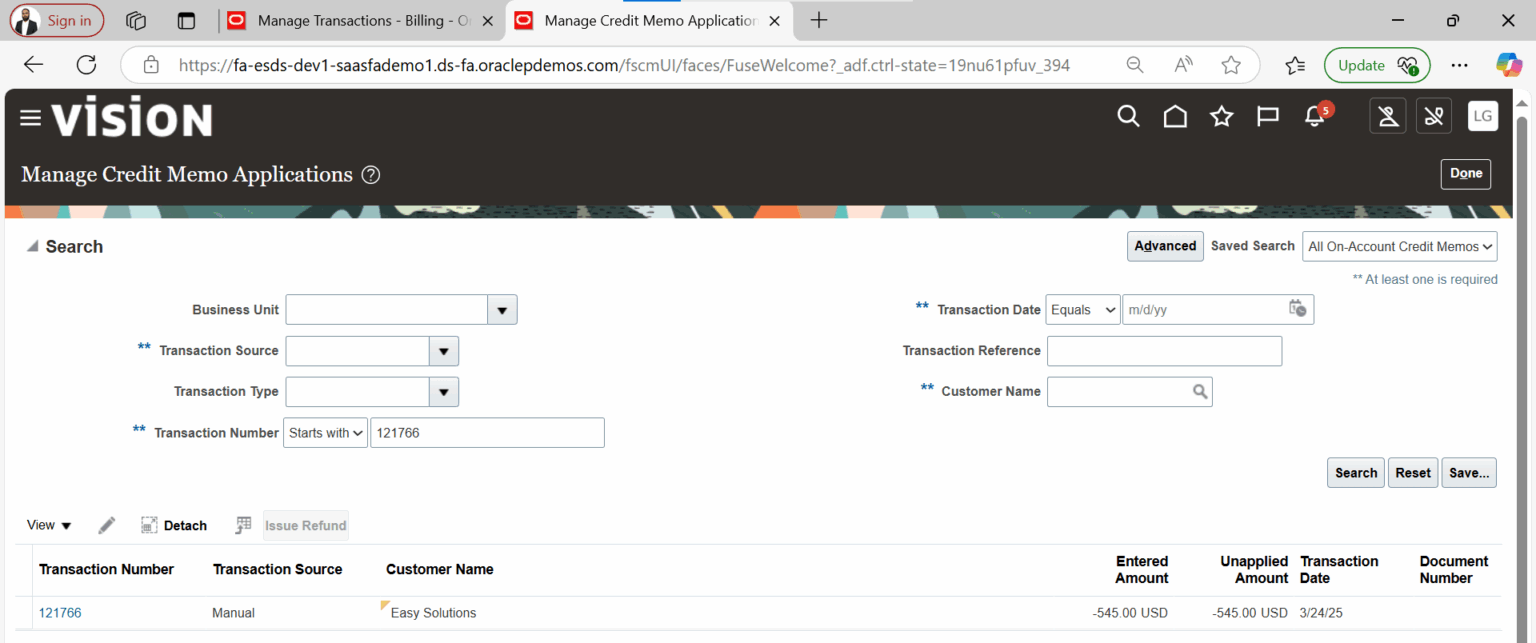 AR Transaction & Credit Memo - FusionERPlabs – Oracle Fusion ERP ...
